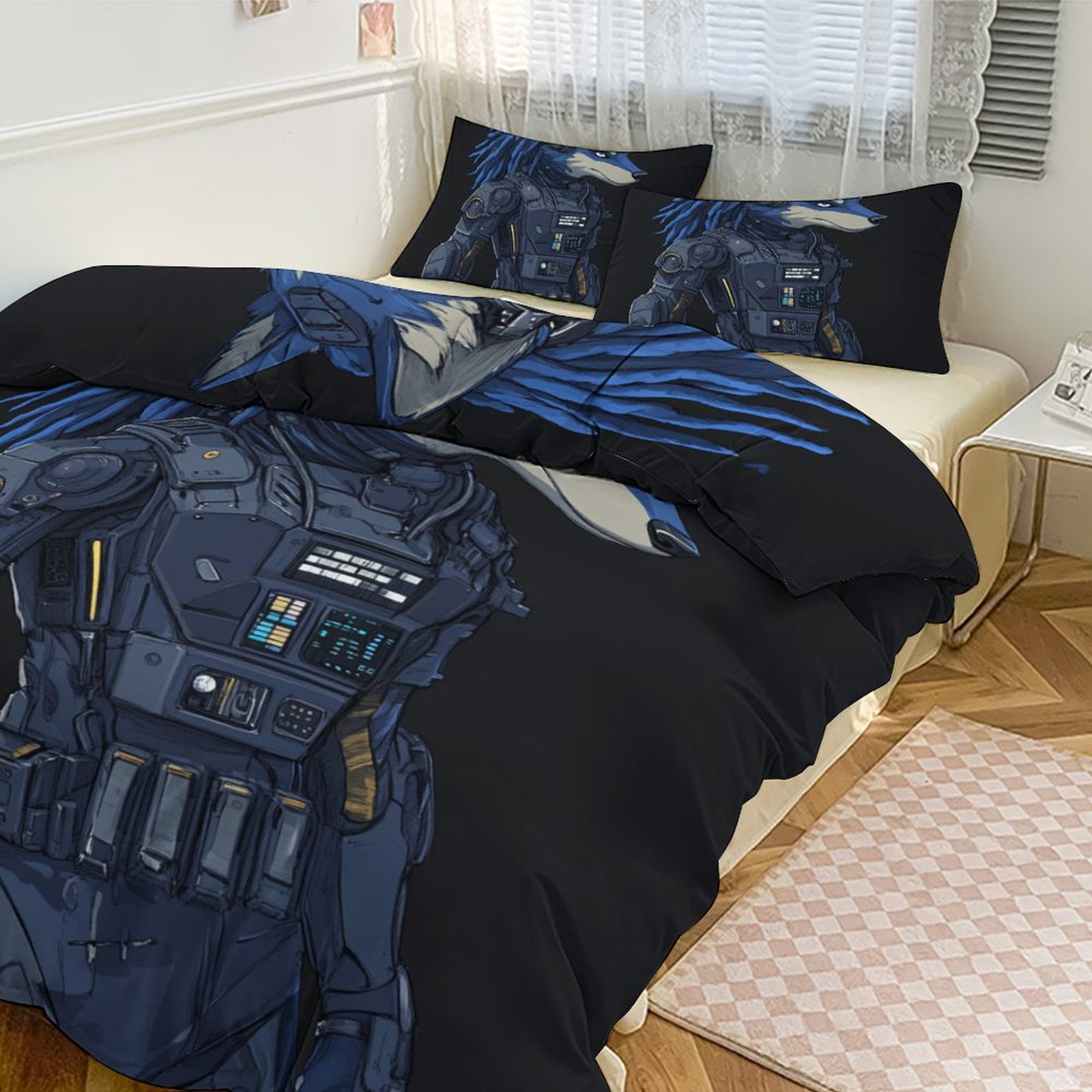 Duvet Cover Queen Size Jungle Wolf Mech 3 Pcs Duvet Cover Set Bedding ...
