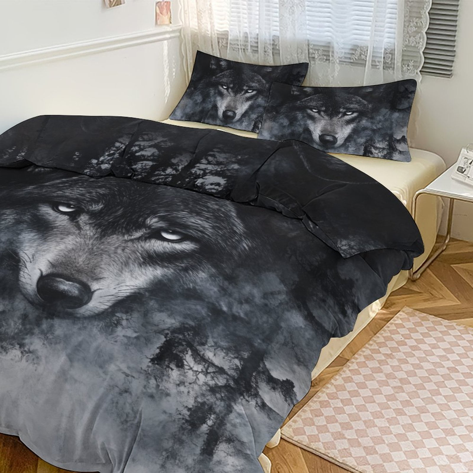 Duvet Cover Queen Size Jungle Wolf Mech 3 Pcs Duvet Cover Set Bedding ...