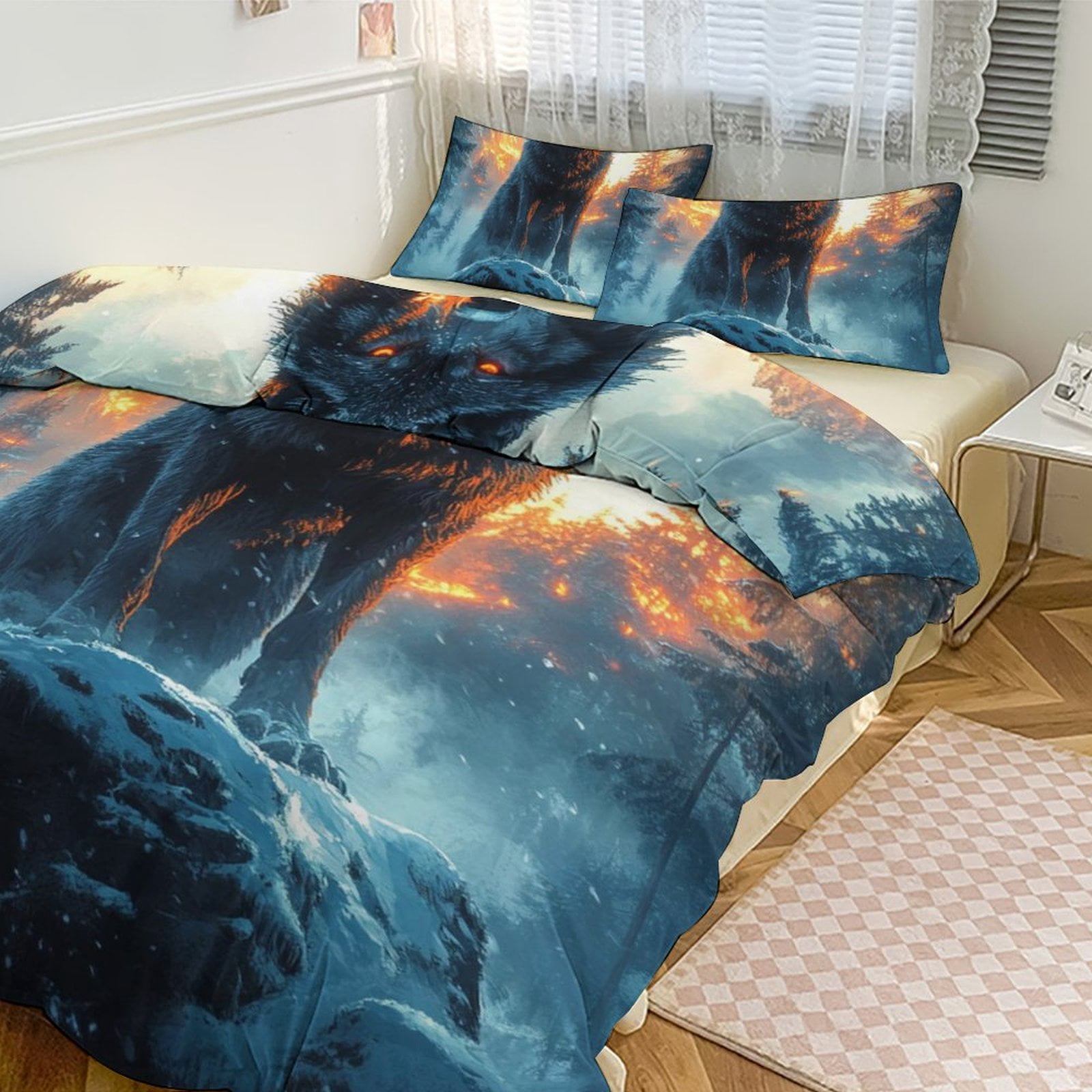 Duvet Cover Queen Size Jungle Wolf Mech 3 Pcs Duvet Cover Set Bedding ...