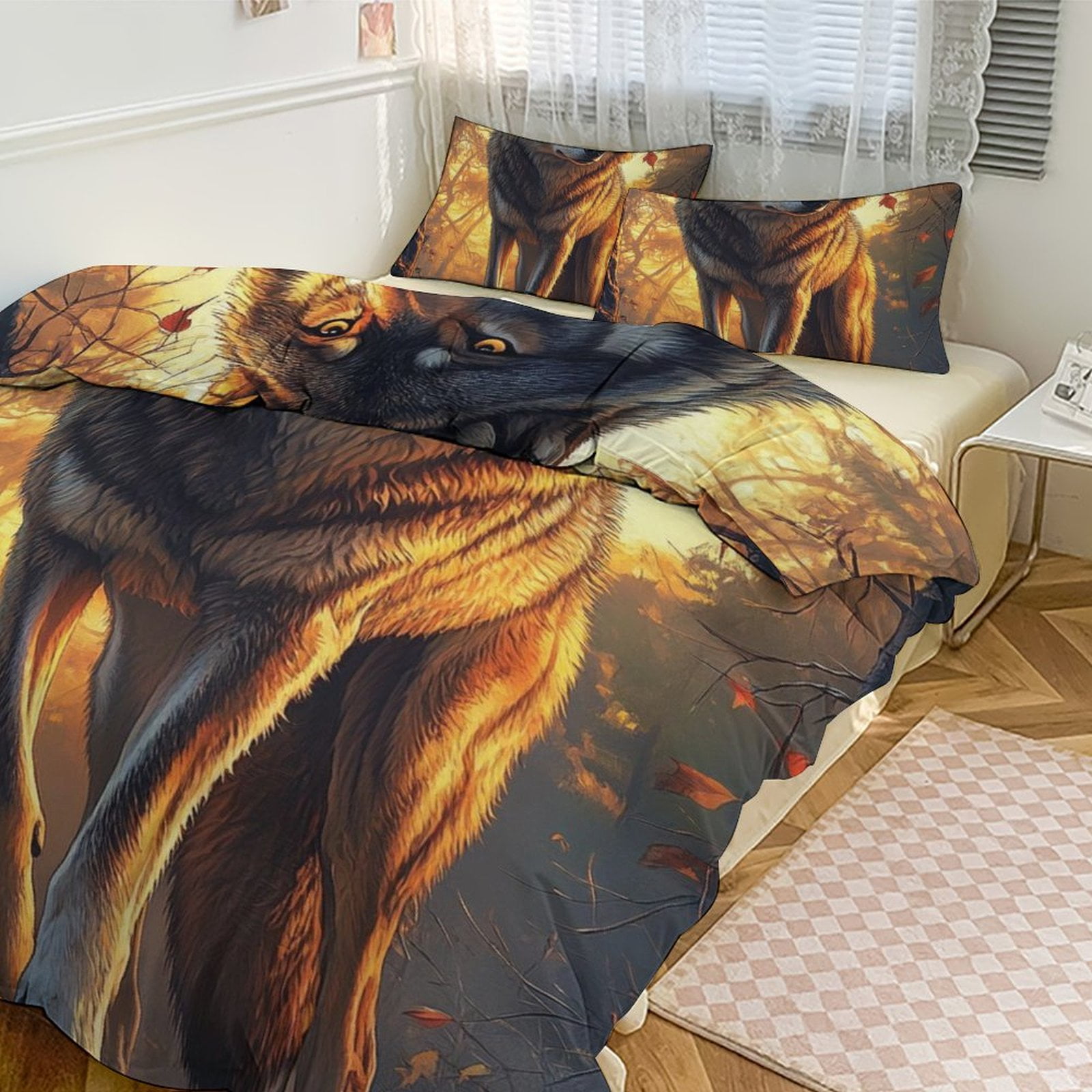 Duvet Cover Queen Size Jungle Wolf Mech 3 Pcs Duvet Cover Set Bedding ...
