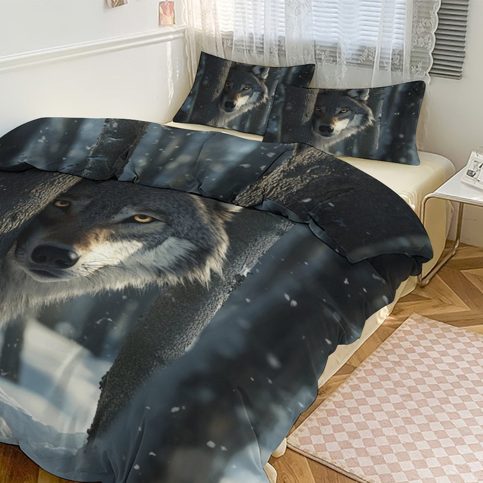 Duvet Cover Queen Size Jungle Wolf Mech 3 Pcs Duvet Cover Set Bedding ...