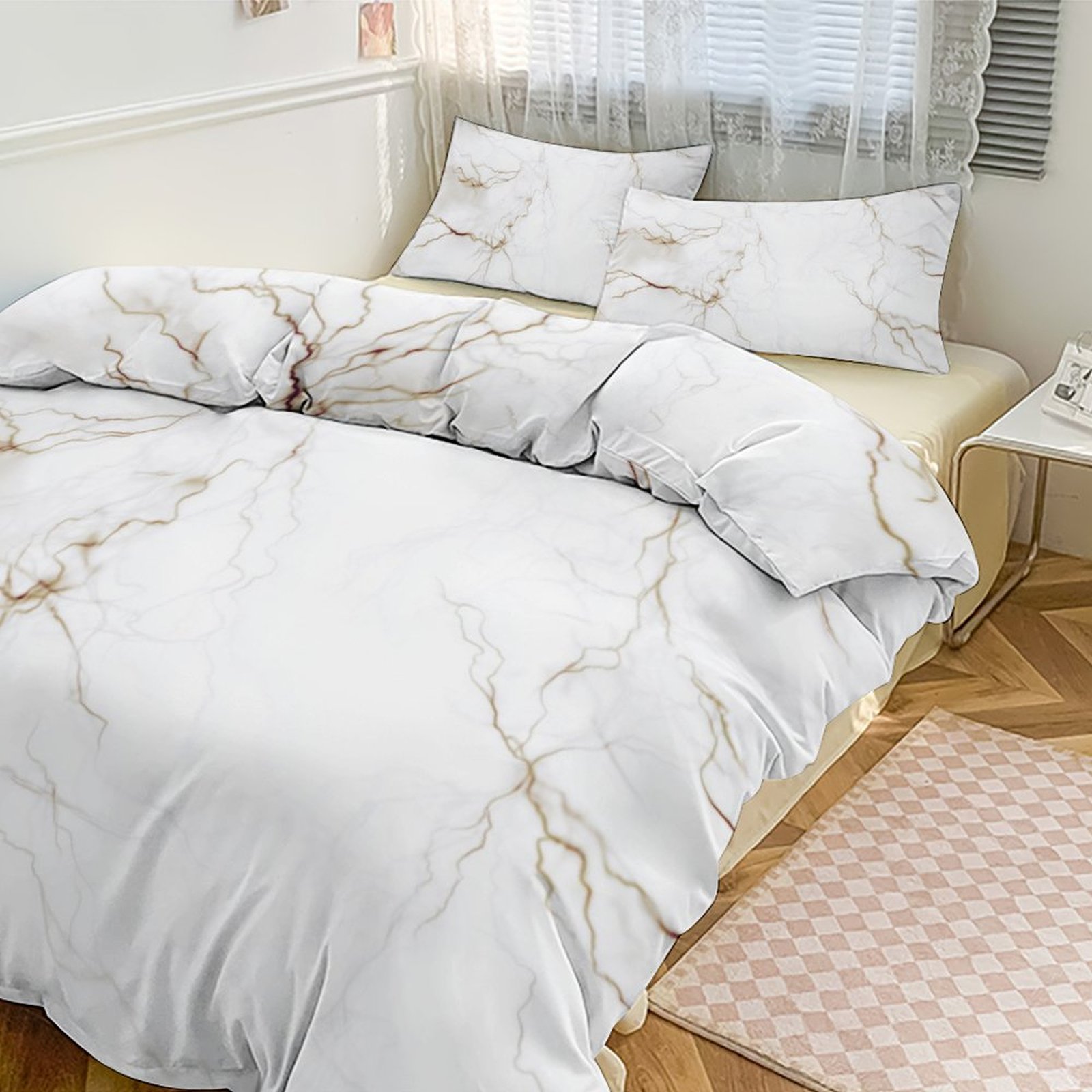 Duvet Cover Queen Size Marble Texture 3 Pcs Duvet Cover Set Bedding ...
