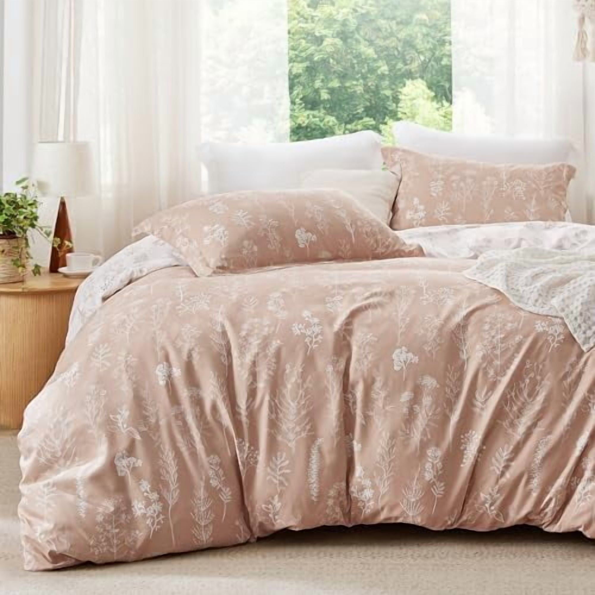 Duvet Cover Queen Size - Reversible Pink Queen Duvet Cover Set with ...