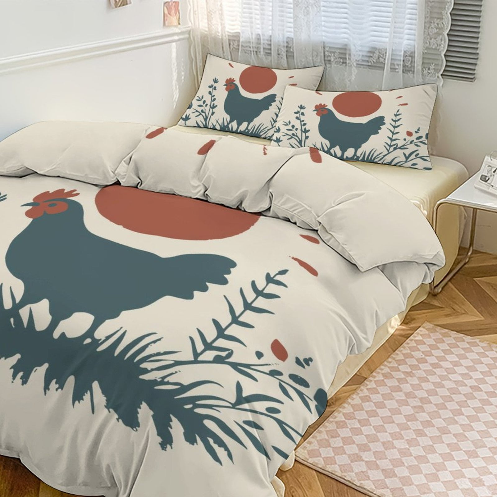 Duvet Cover Queen Size Rooster Farm 3 Pcs Duvet Cover Set Bedding Sets ...