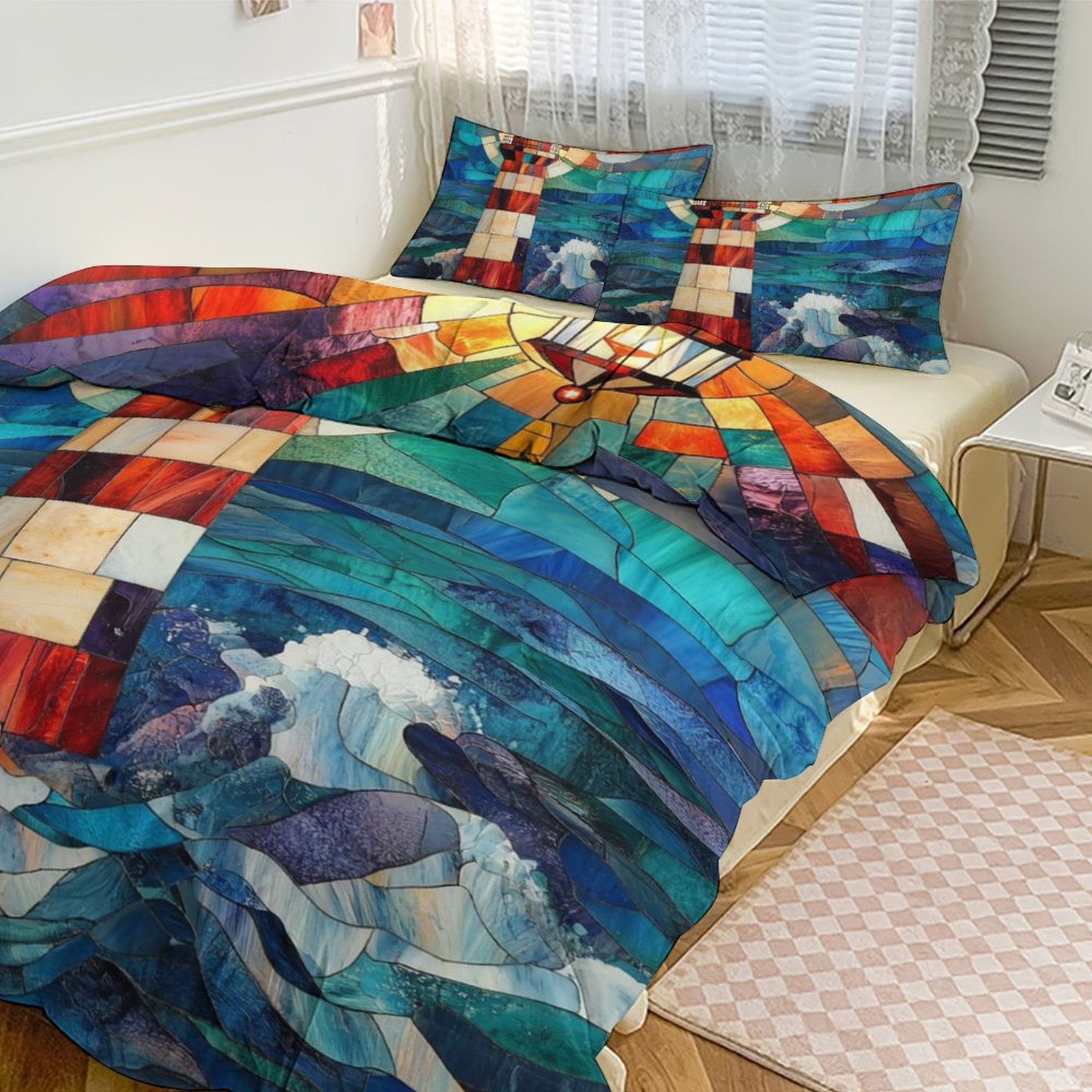 Duvet Cover Queen Size Sunset Lighthouse 3 Pcs Duvet Cover Set Bedding ...
