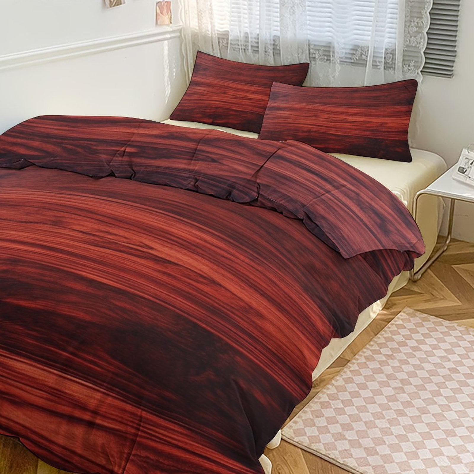 Duvet Cover Queen Size Wood Grain Texture 3 Pcs Duvet Cover Set Bedding ...