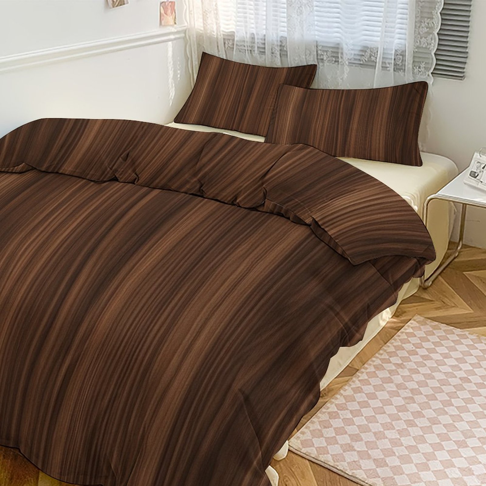 Duvet Cover Queen Size Wood Grain Texture 3 Pcs Duvet Cover Set Bedding ...