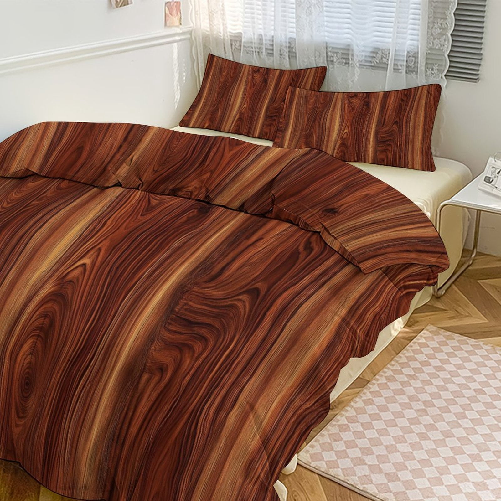 Duvet Cover Queen Size Wood Grain Texture 3 Pcs Duvet Cover Set Bedding ...