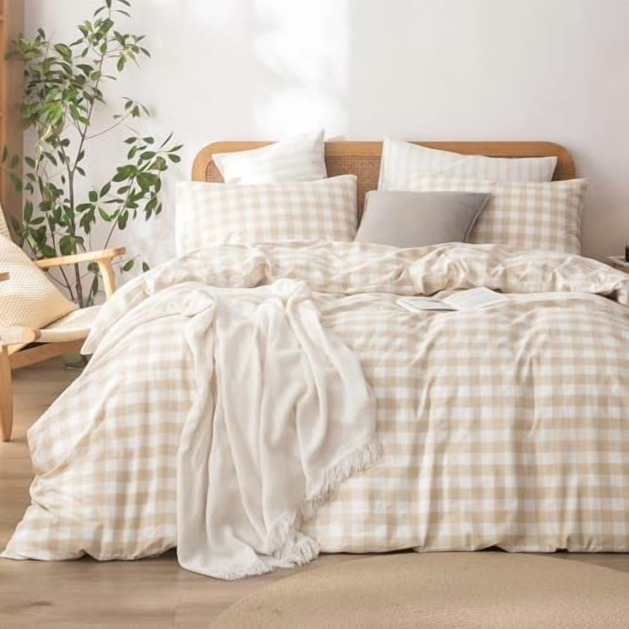 Duvet Cover Set 100% Washed Cotton Linen Feel Super Soft Comfortable ...