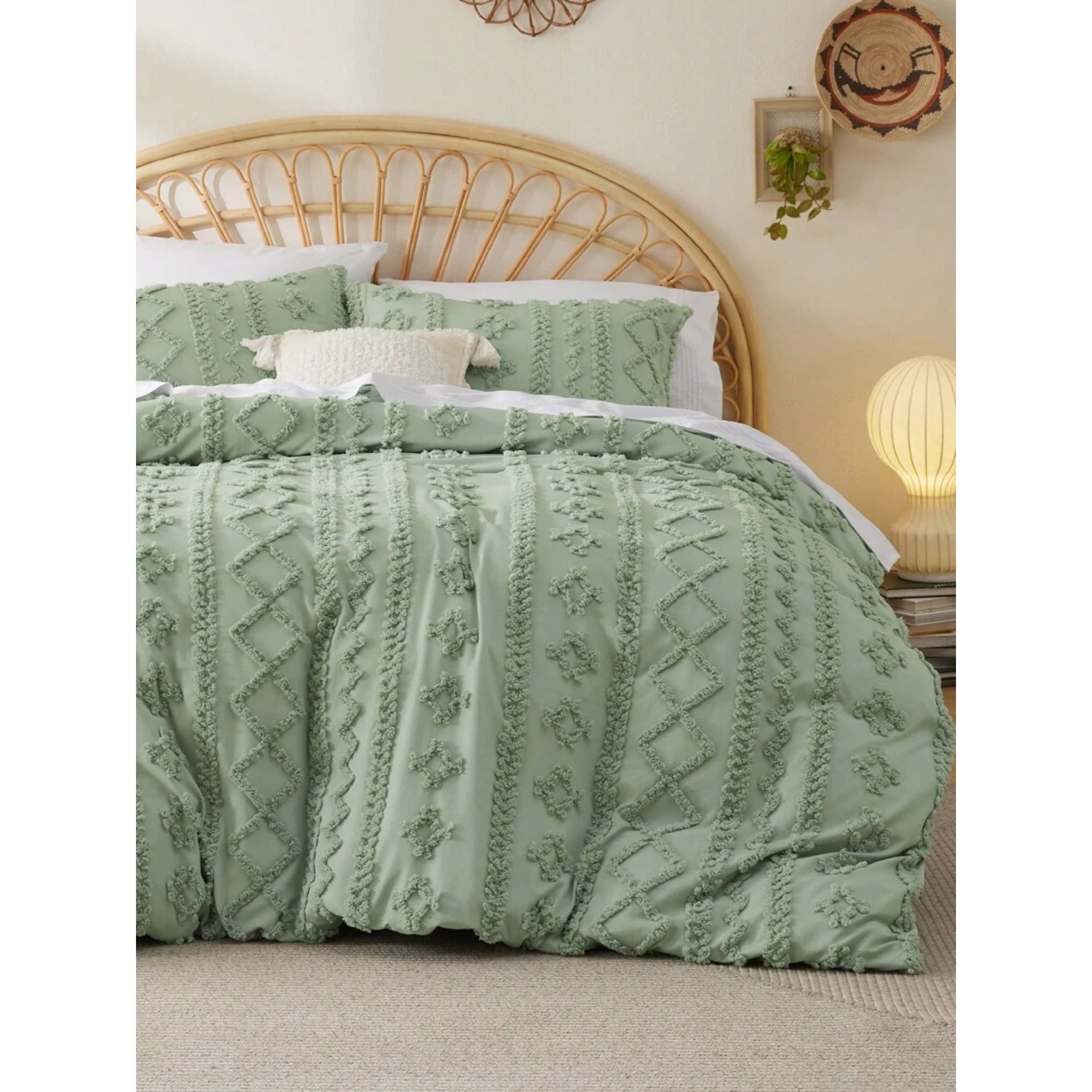 Duvet Cover Set (2/3 Pieces) - Cozy Boho Tufted Arch Design/Cationic ...