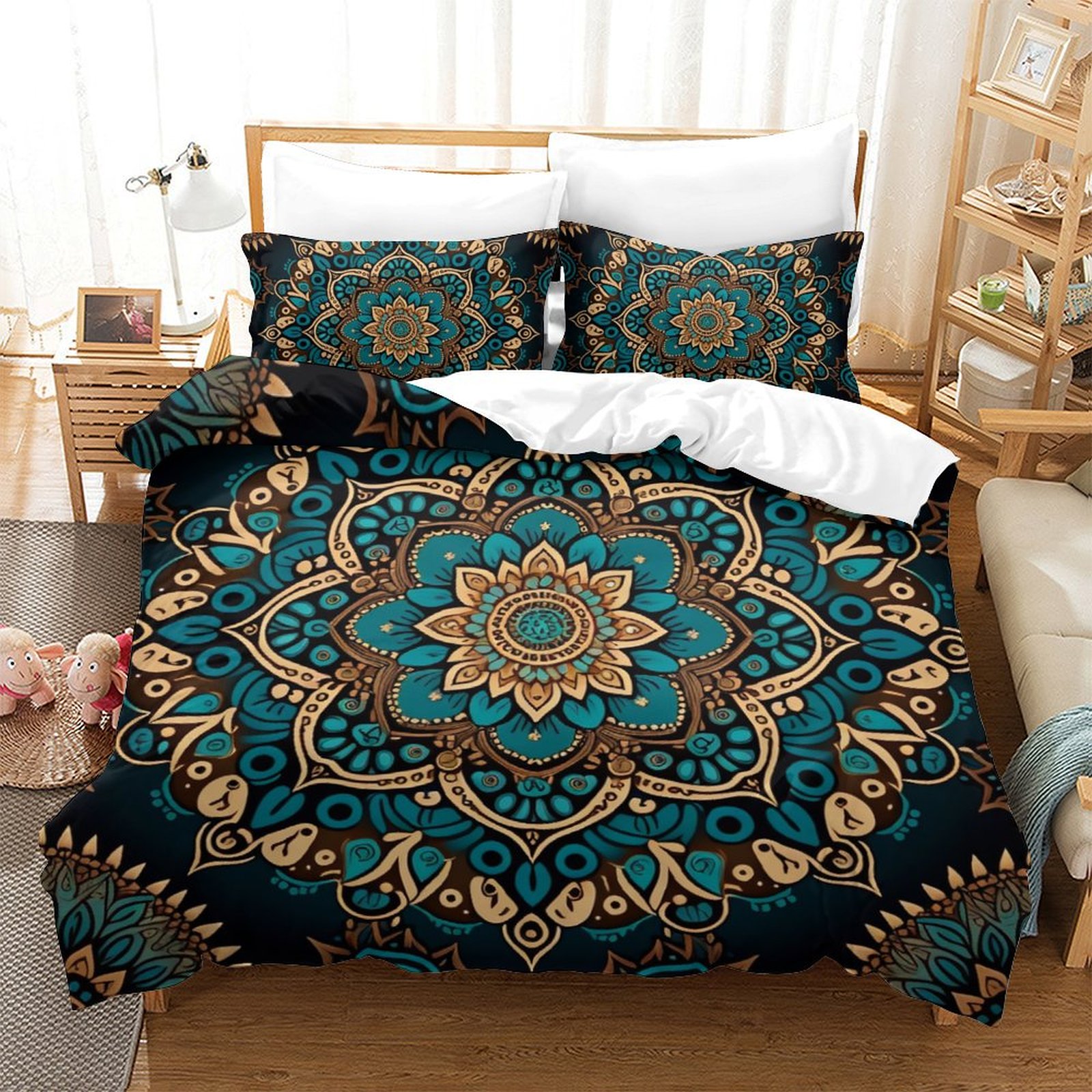 Duvet Cover Set Abstract Flower Printed Home Bedclothes Woman Dark ...