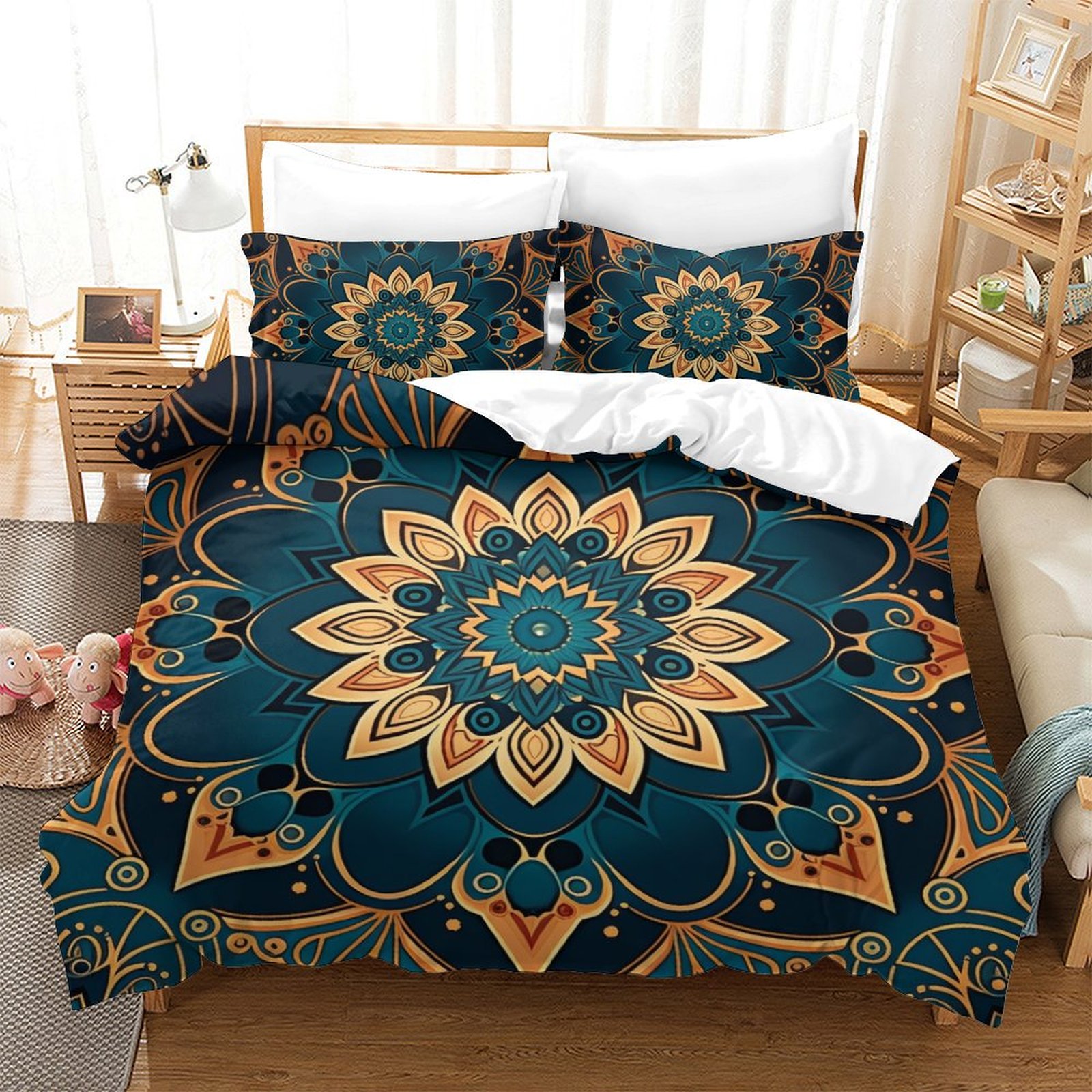 Duvet Cover Set Abstract Flower Printed Home Bedclothes Woman Dark ...