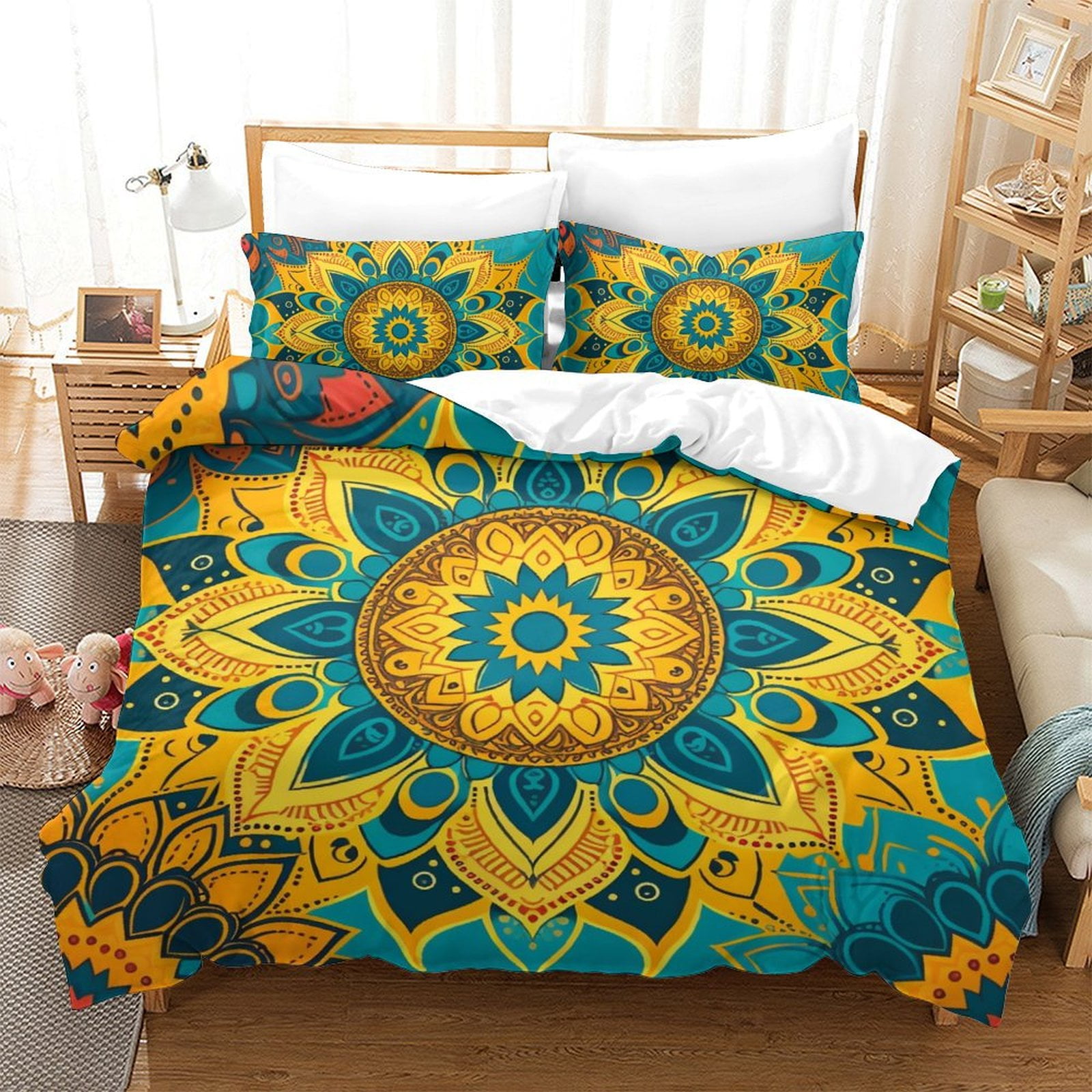 Duvet Cover Set Abstract Flower Printed Home Bedclothes Woman Dark ...