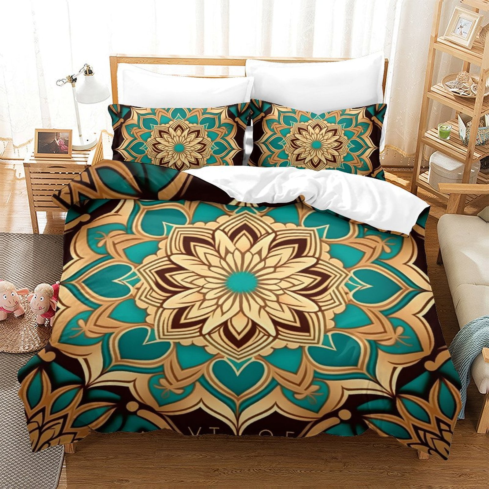 Duvet Cover Set Abstract Flower Printed Home Bedclothes Woman Dark ...