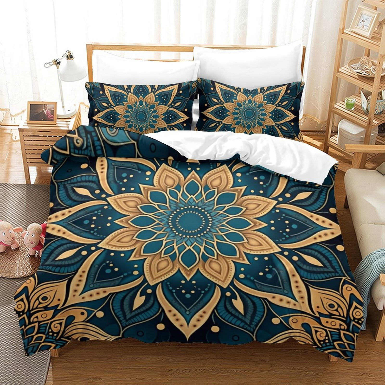 Duvet Cover Set Abstract Flower Printed Home Bedclothes Woman Dark ...