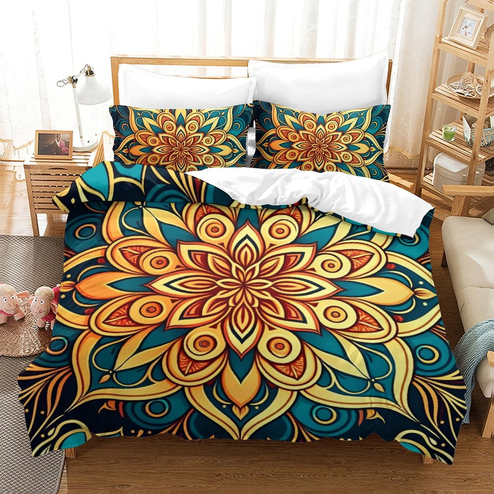 Duvet Cover Set Abstract Flower Printed Home Bedclothes Woman Dark ...