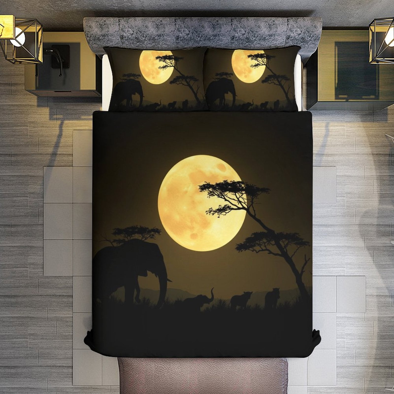 Duvet Cover Set African Moonlit Night Bedding Set Polyester Comforter ...