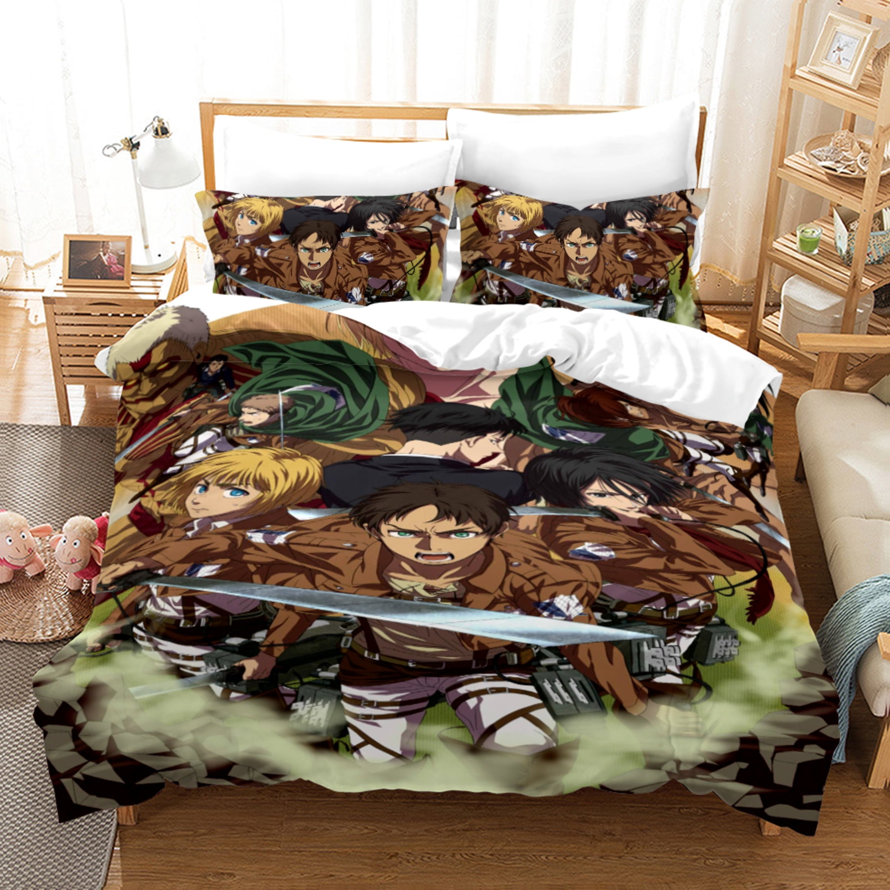 Duvet Cover Set Anime Bedding with Survey Corps Characters Includes ...