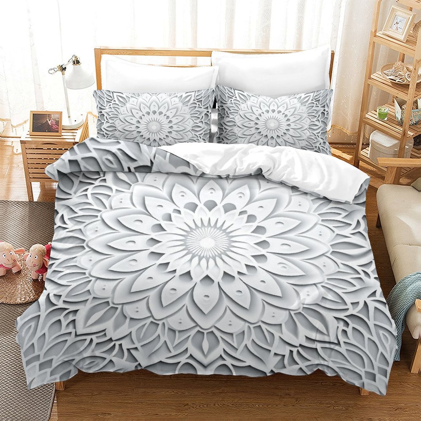 Duvet Cover Set Black Mandala Pattern Printed Bedspreads Unique Design ...