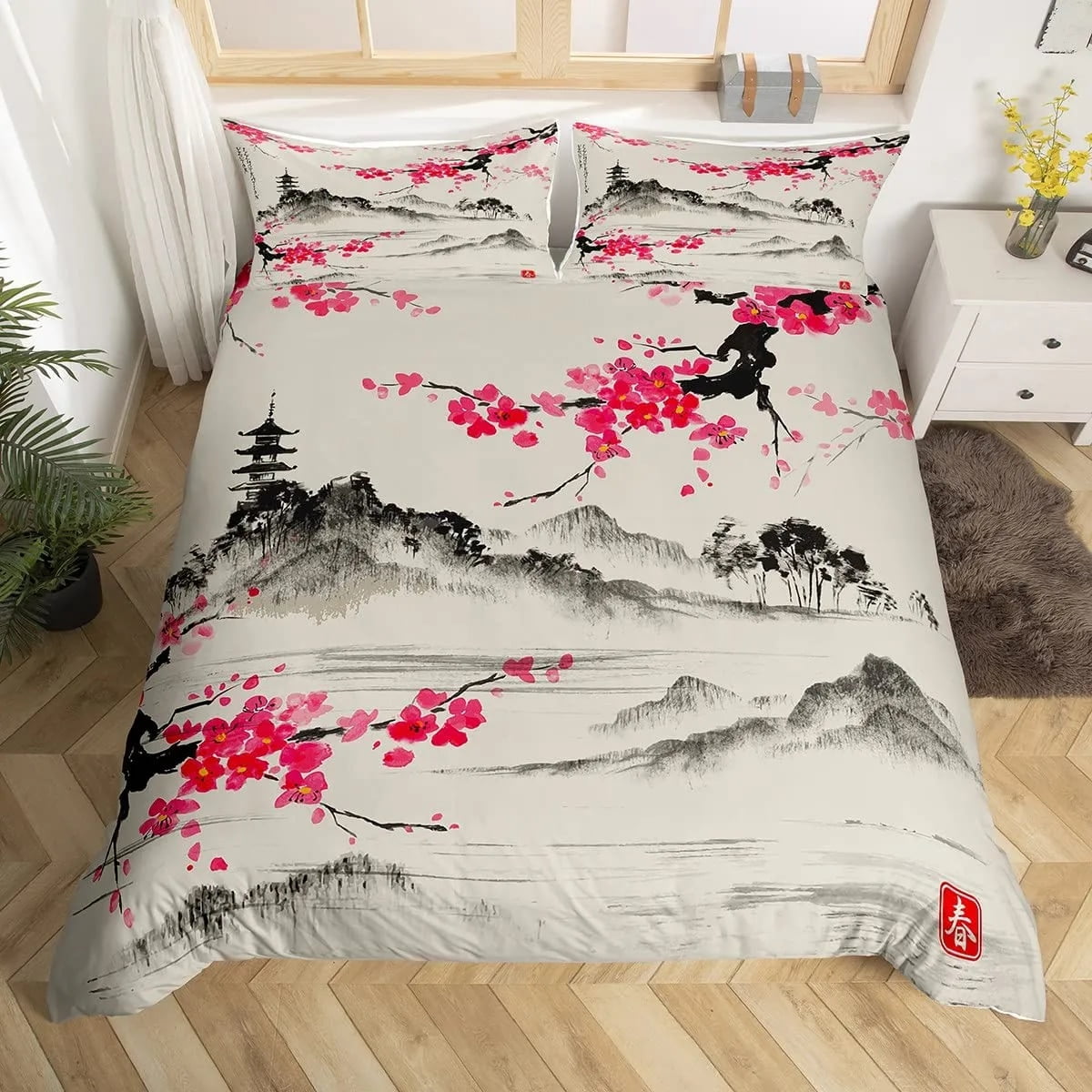 Duvet Cover Set Branch of A Flourishing Sakura Tree Flower Cherry ...