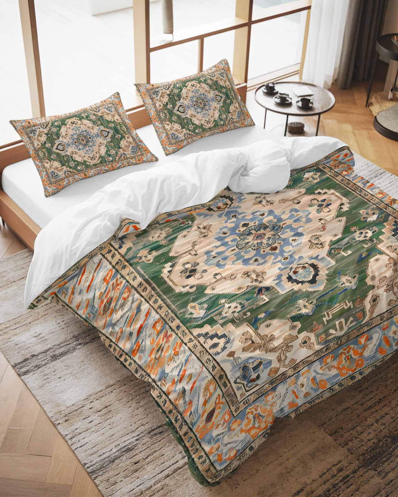 Duvet Cover Set California King Size Green Bohemian Comforter Sets 3 ...