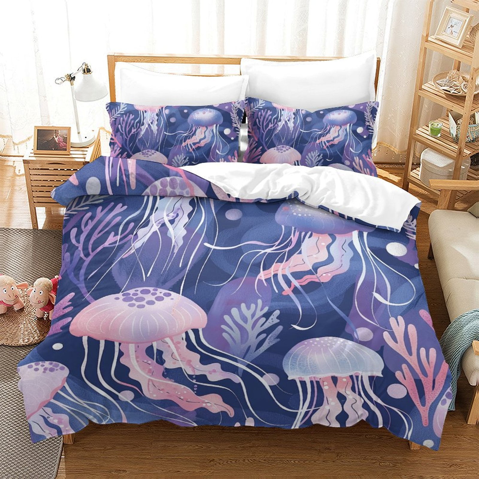 Duvet Cover Set Cartoon Jellyfish Printed Bedspreads Adult High Quality ...