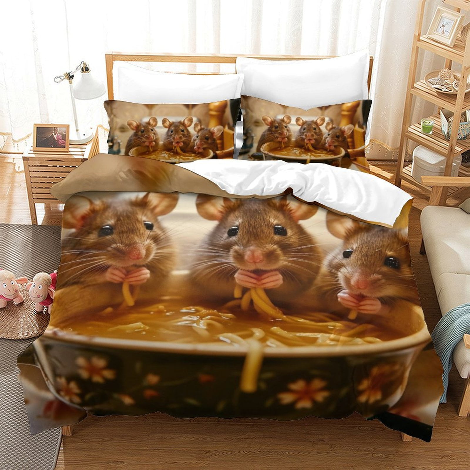Duvet Cover Set Cartoon Rat Mouse Printed Bedspreads Teen Adult High ...