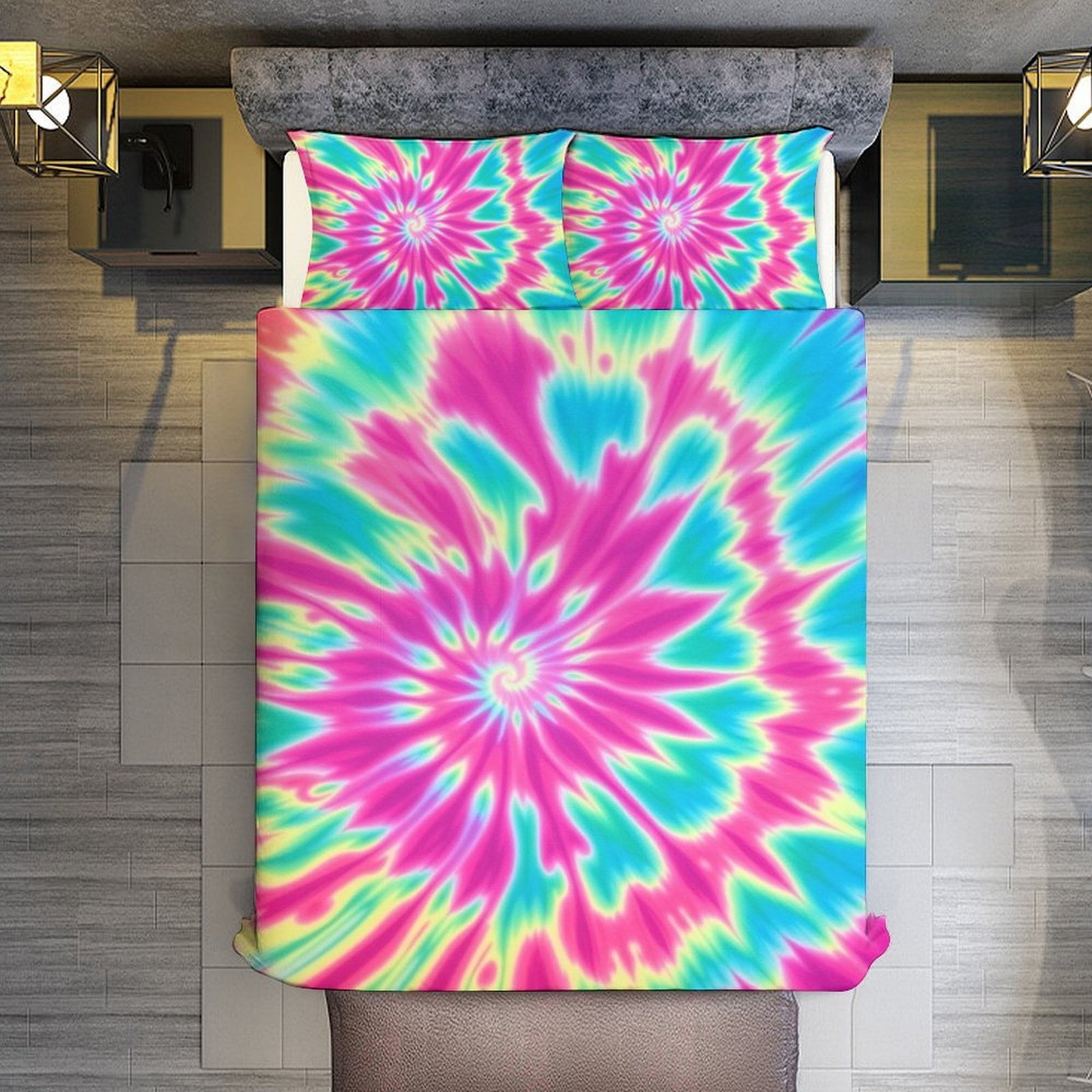 Duvet Cover Set Colorful Tie Dye Swirl Bedding Set Polyester Comforter ...