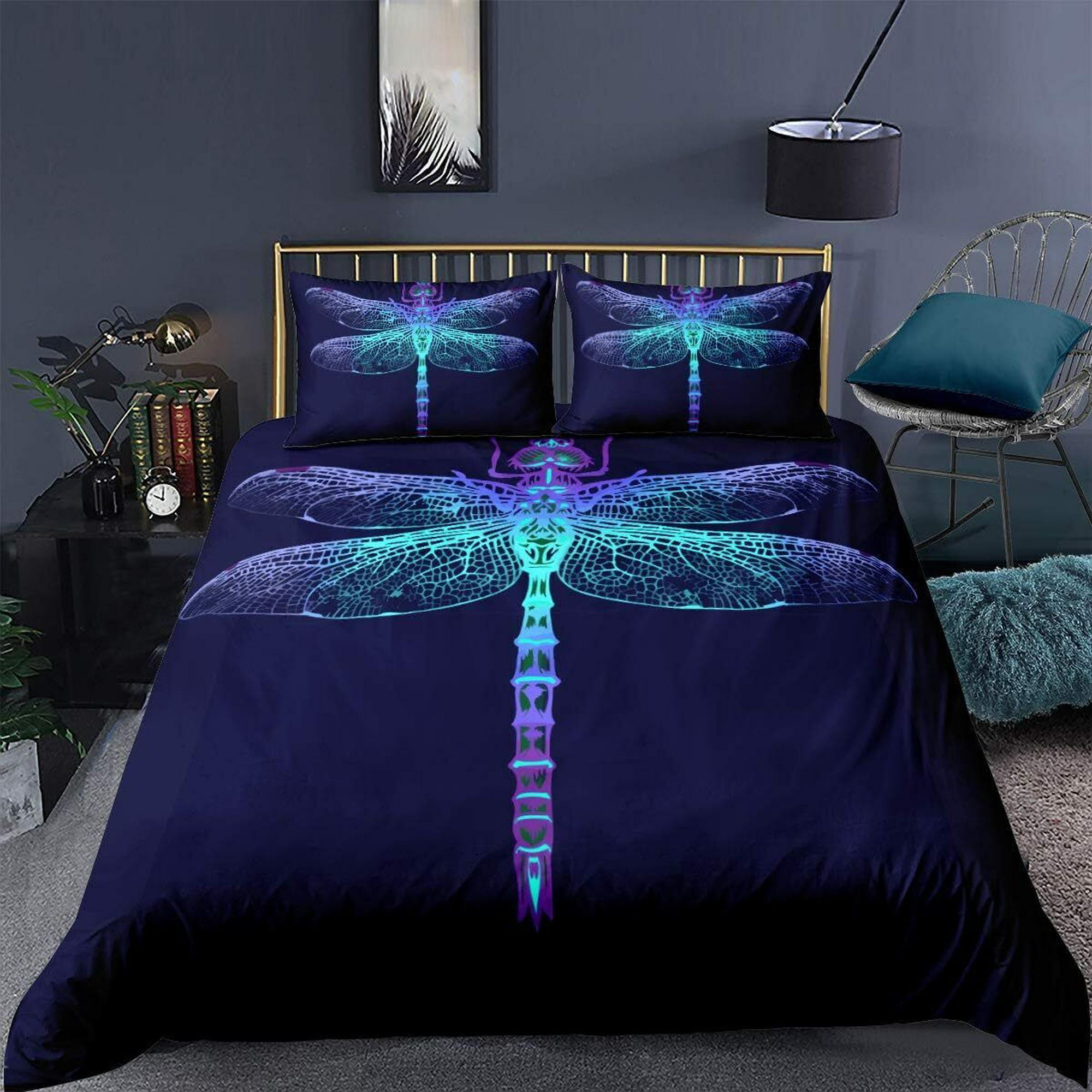 Duvet Cover Set Double for 3D Print Dragonfly Bedding Set Animal Theme ...