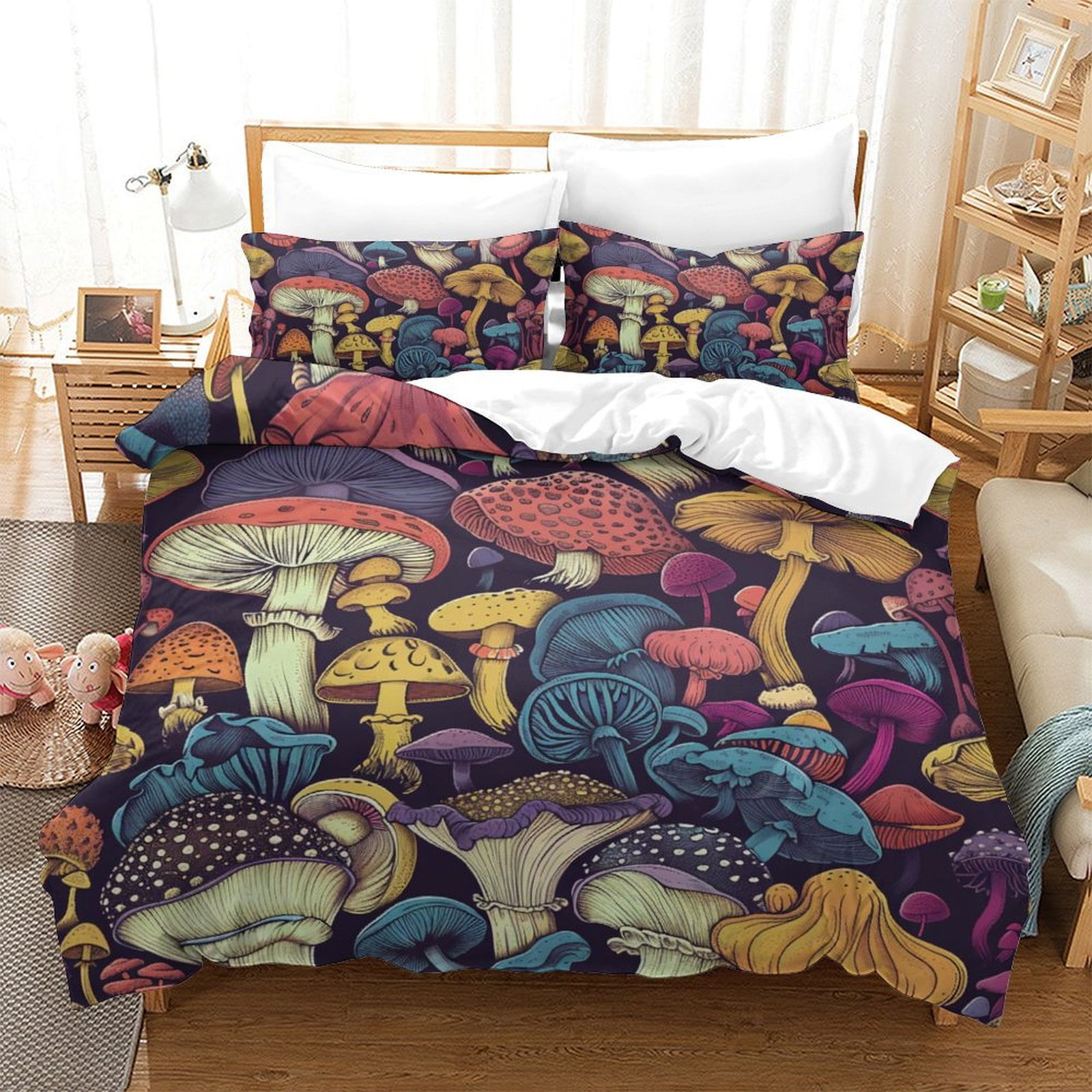 Duvet Cover Set Fantasy Mushroom Printed Bedspreads Bedding Cover Set ...
