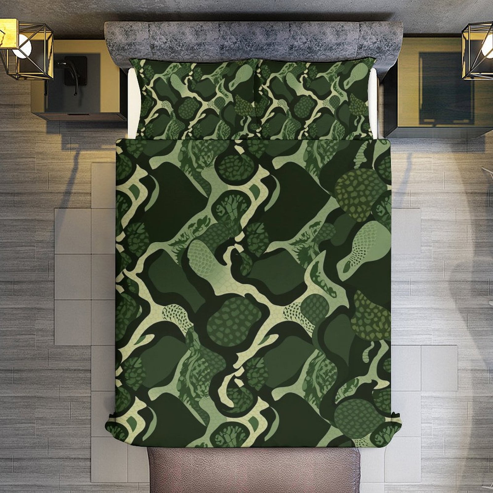 Duvet Cover Set Green Snake Pattern Bedding Set Polyester Comforter ...