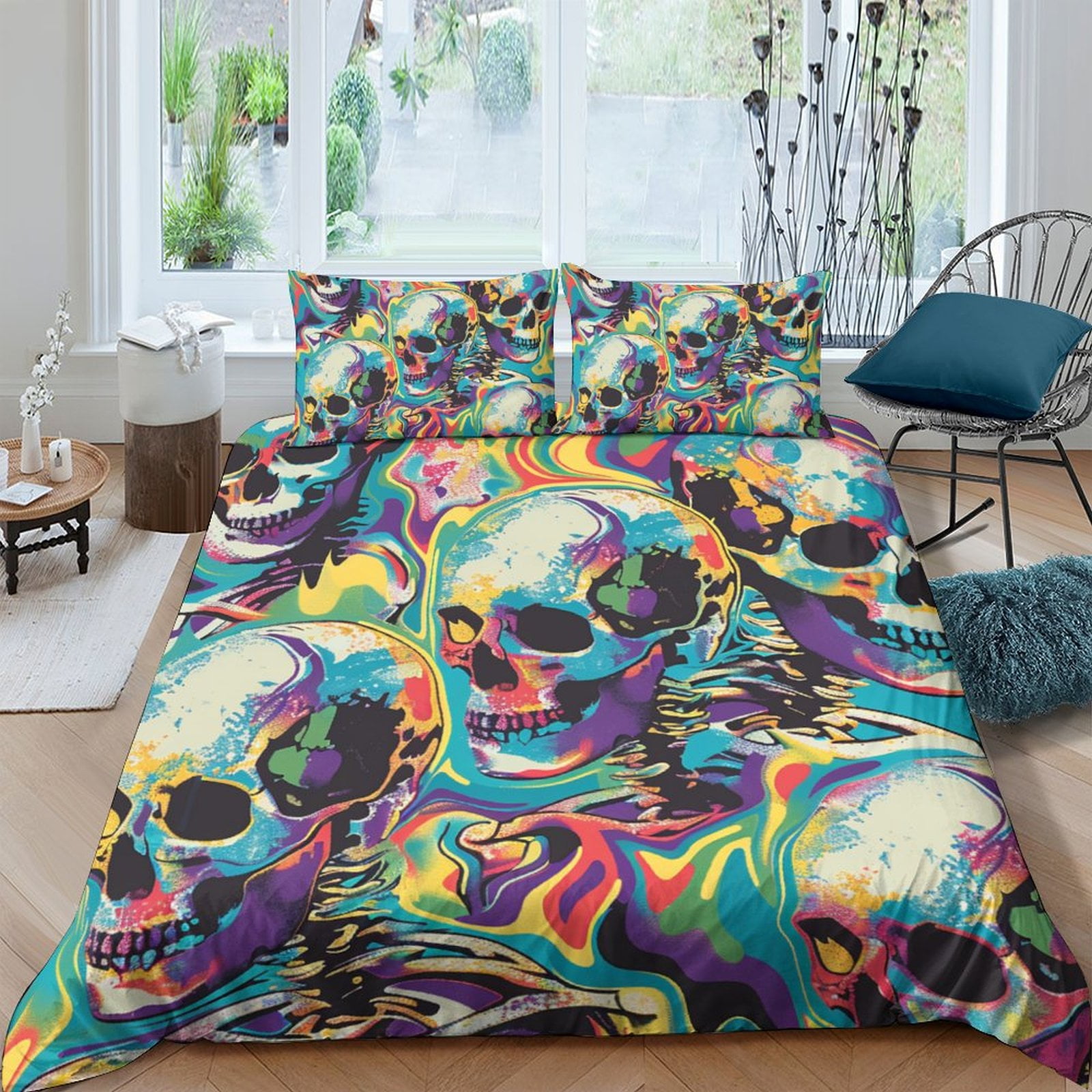 Duvet Cover Set Home Textiles Skull Printed Bedspreads Boy Man Creative ...