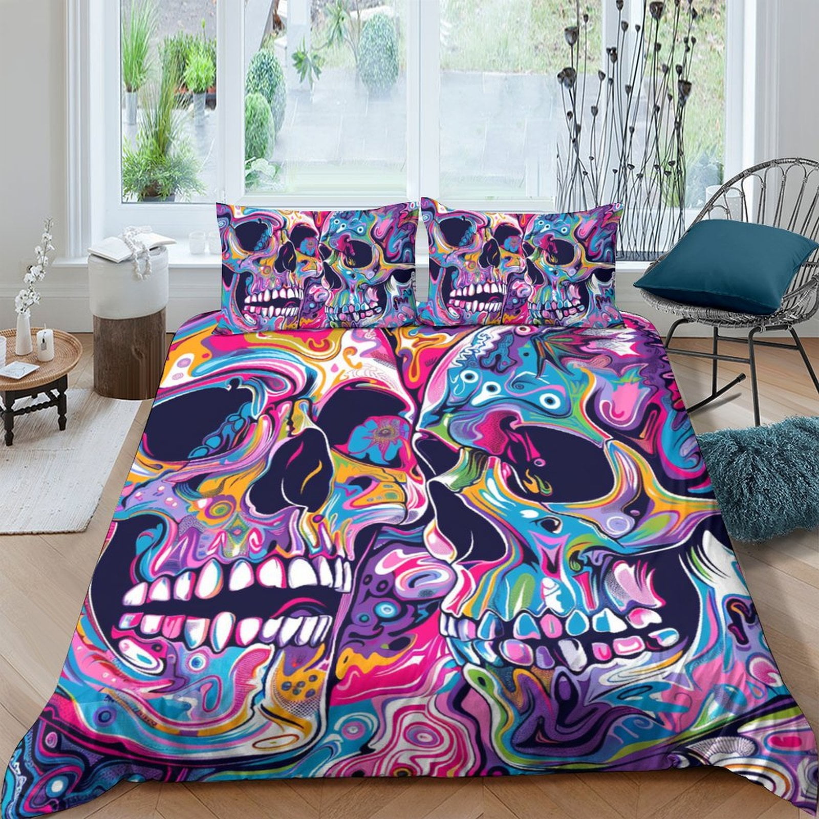 Duvet Cover Set Home Textiles Skull Printed Bedspreads Boy Man Creative ...