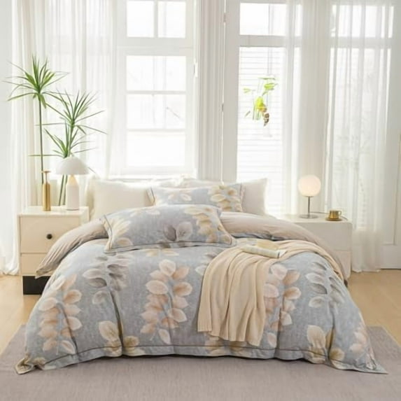 Duvet Cover Set King Size Floral Pattern 500 Thread Count Ultra Soft ...
