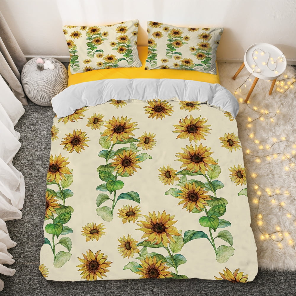 Duvet Cover Set King Size for Kids Adult Room Decor Modern Sunflower ...