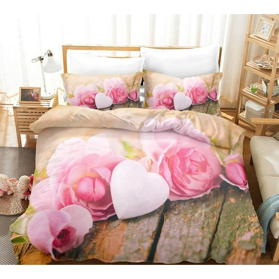 Duvet Cover Set King Size, Floral Petals Bedding Set 3pcs for Man Woman ...