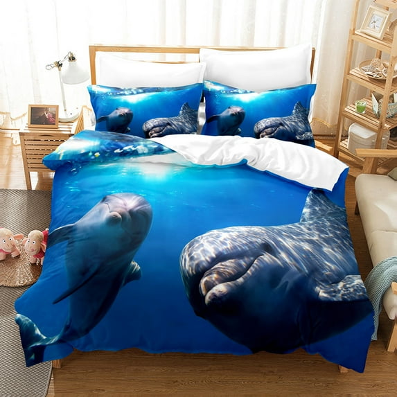 Duvet Cover Set Marine Animal Dolphin Shark 3D Digital Printing Duvet ...