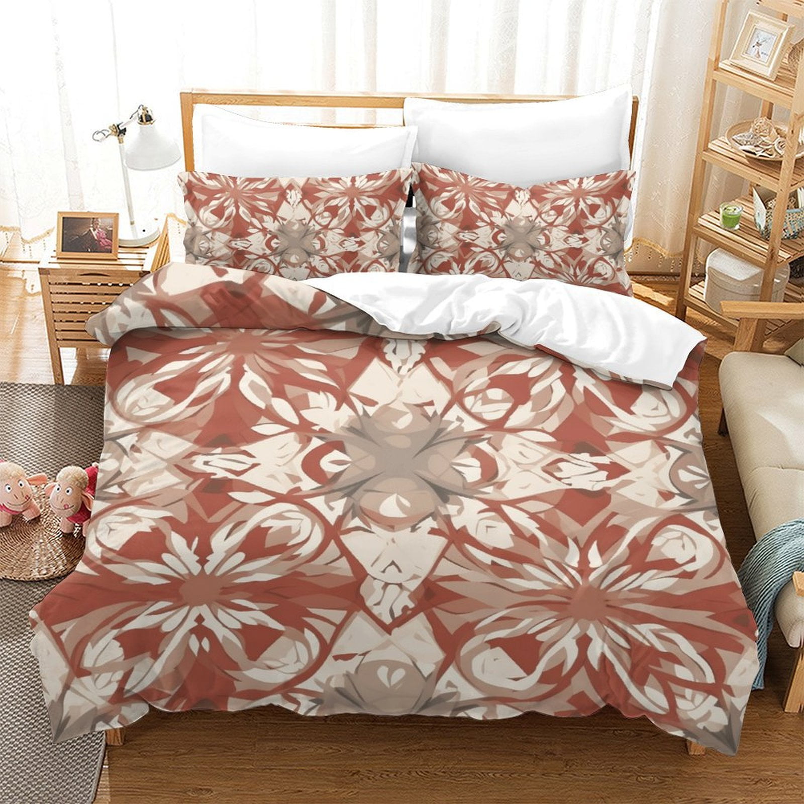 Duvet Cover Set Pink Flower Printed Bedspreads Home Highend Bedroom ...