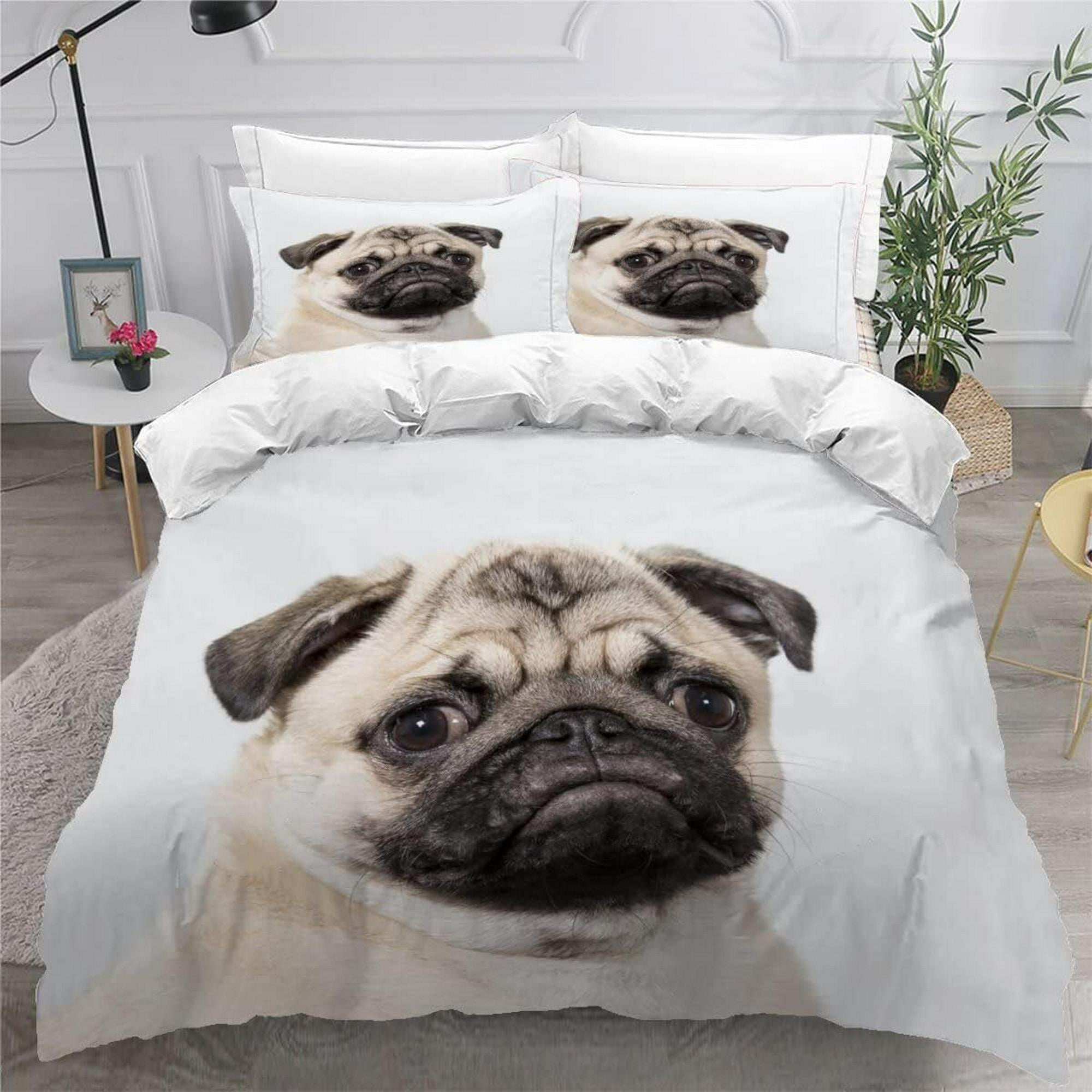 Duvet Cover Set Pug white dog Bedding Set 3D Printed Bedding - Walmart.com