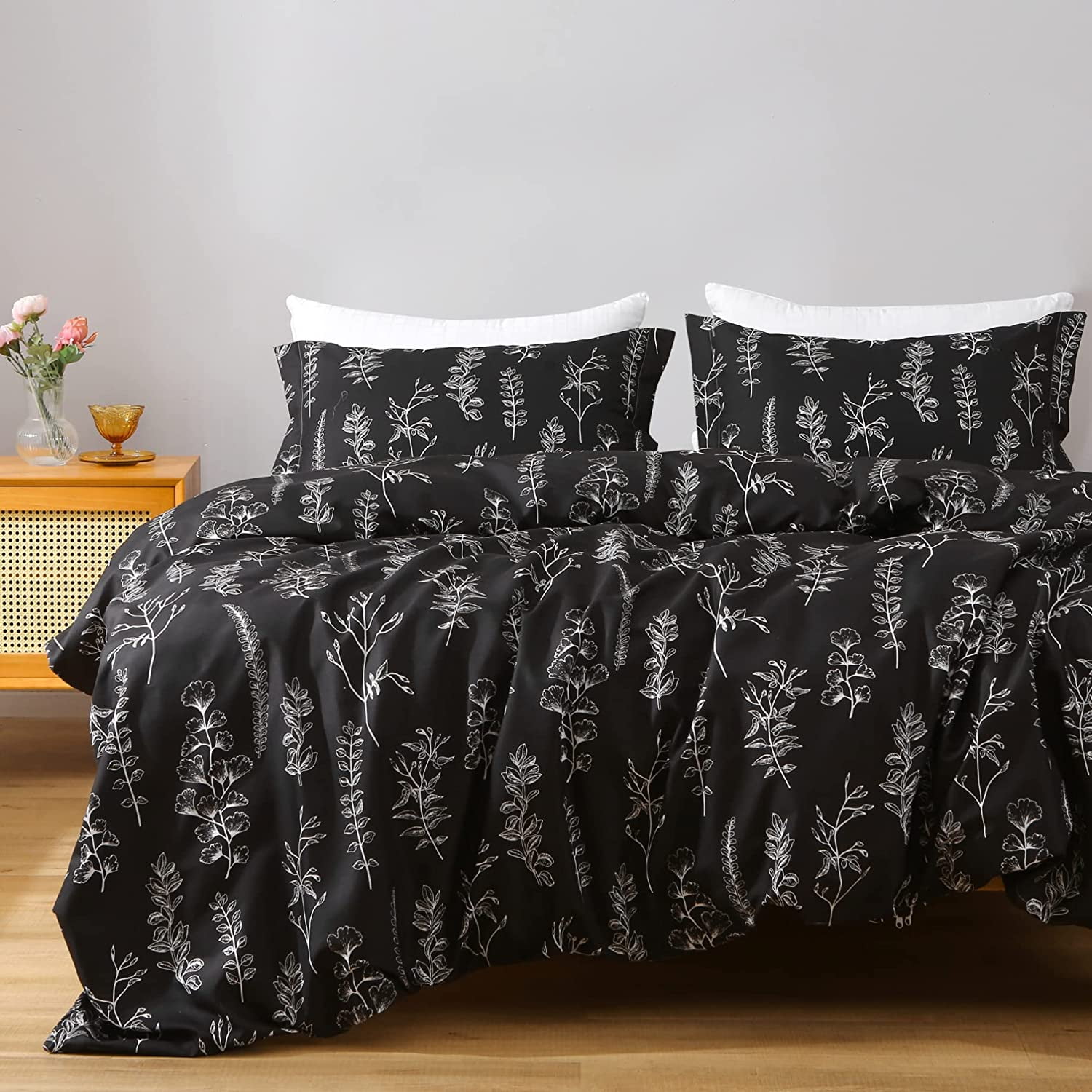 Duvet Cover Set Queen Comforter Cover Set,2-Piece Floral Duvet Cover ...