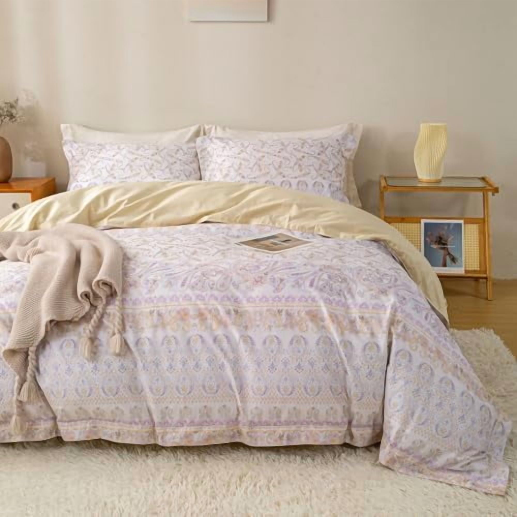 Duvet Cover Set Queen Size Floral Pattern Ultra Soft 100% Cotton Duvet ...