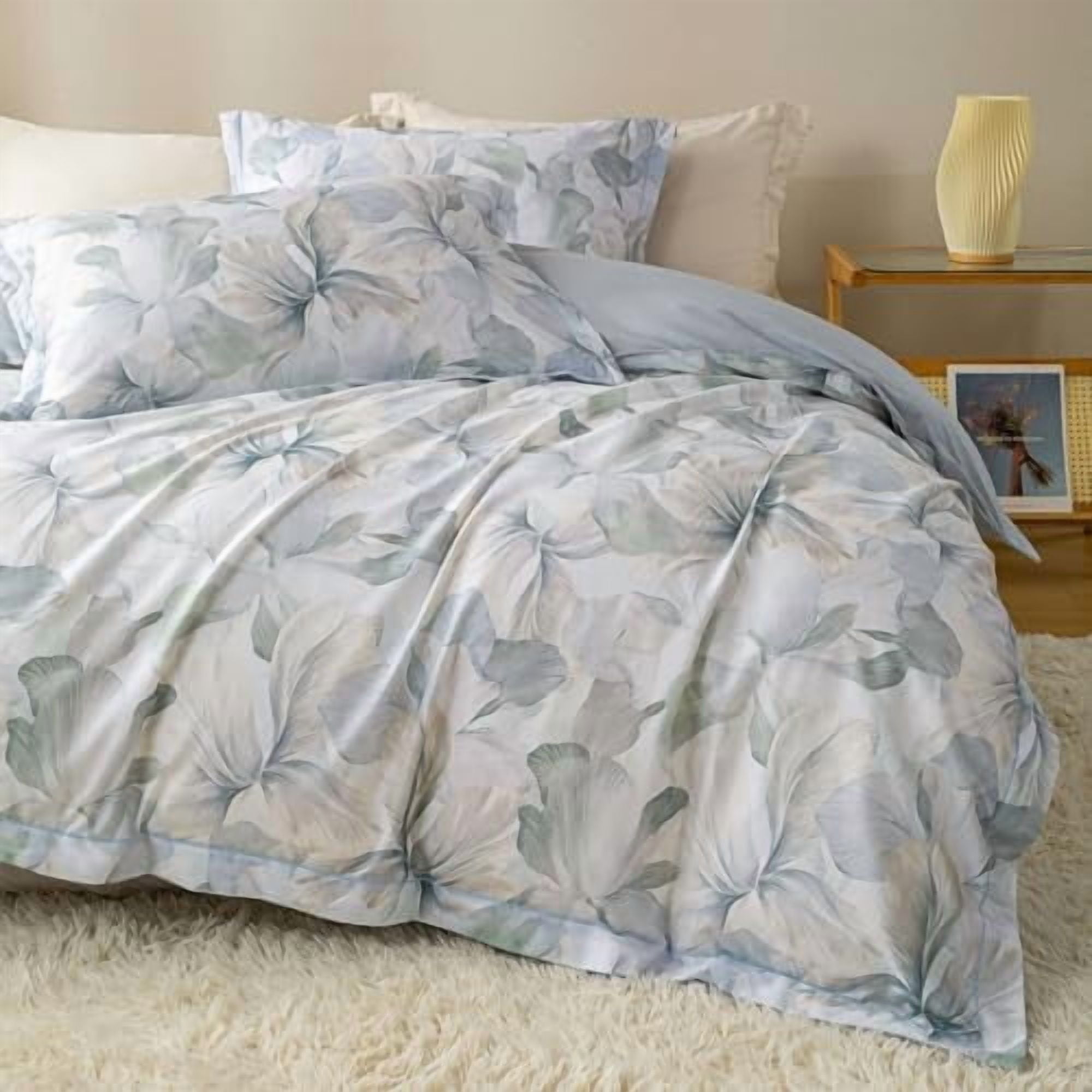 Duvet Cover Set Queen Size Floral Pattern Ultra Soft 100% Cotton Duvet ...