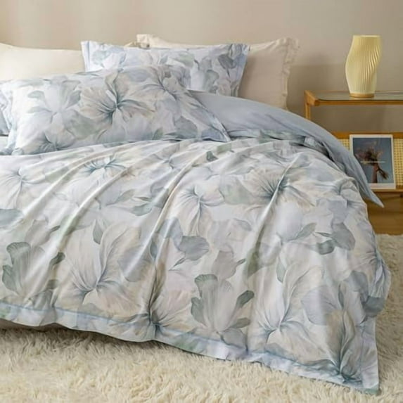 Duvet Cover Set Queen Size Floral Pattern Ultra Soft 100% Cotton Duvet ...