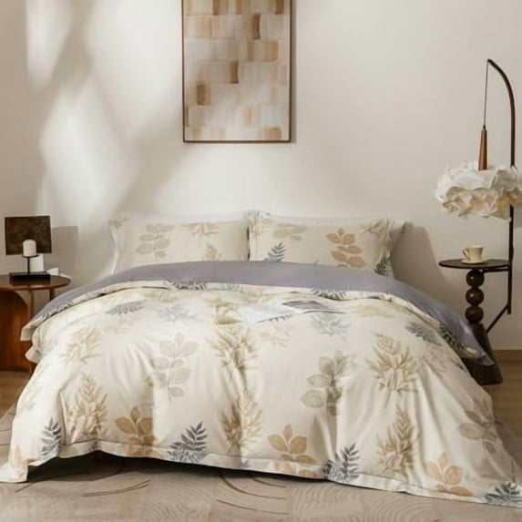 Duvet Cover Set Queen Size Floral Pattern Ultra Soft 100% Cotton Duvet ...