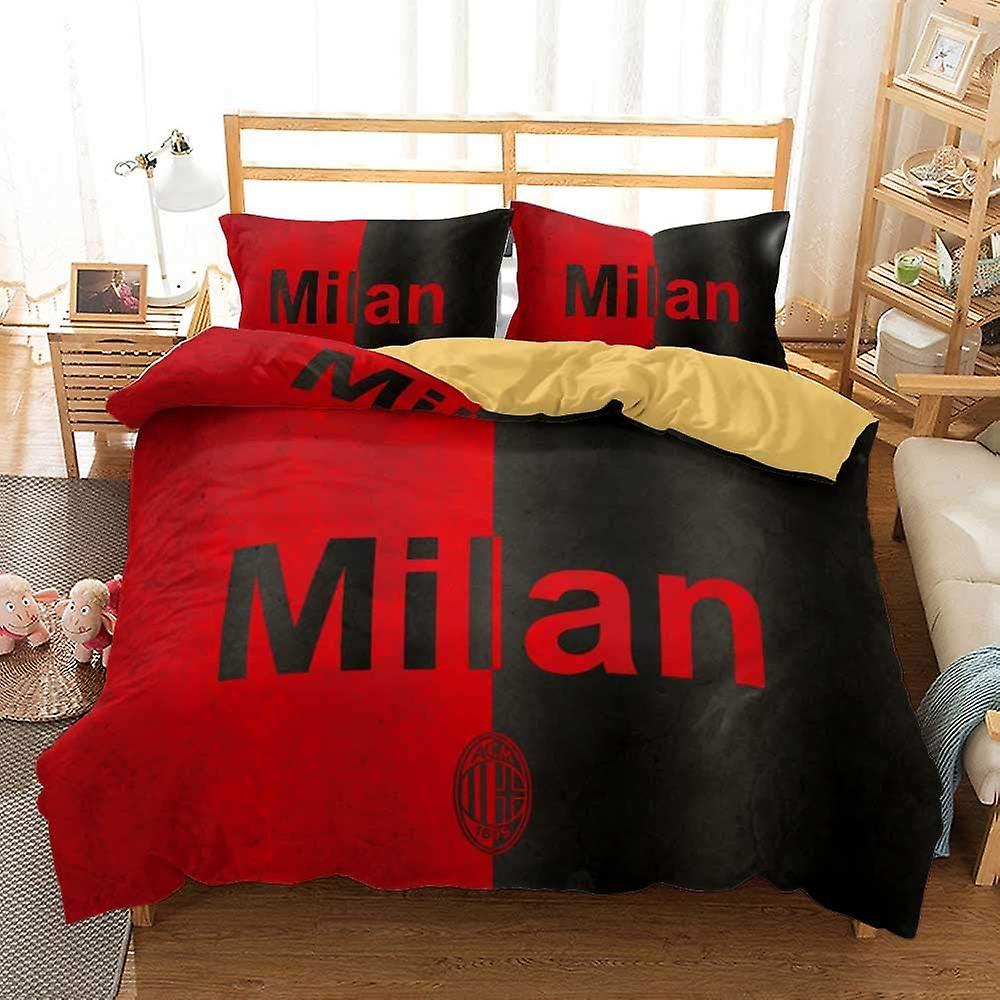 Duvet Cover Set Single Size for Kids Boys Girls Bedroom Bedding Set Football Club AC Milan Duvet ...