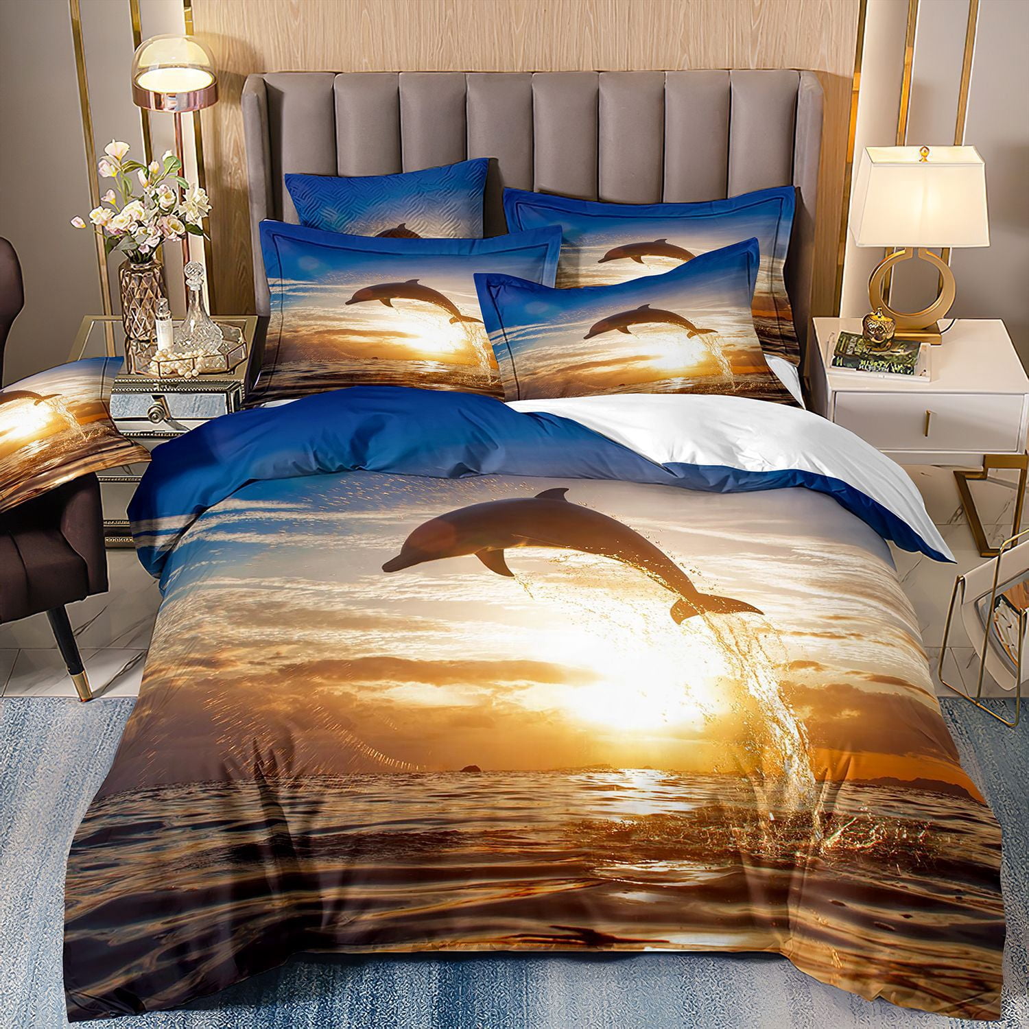Duvet Cover Set Twin Full Queen King Size Dolphin Comforter Cover for 3 ...
