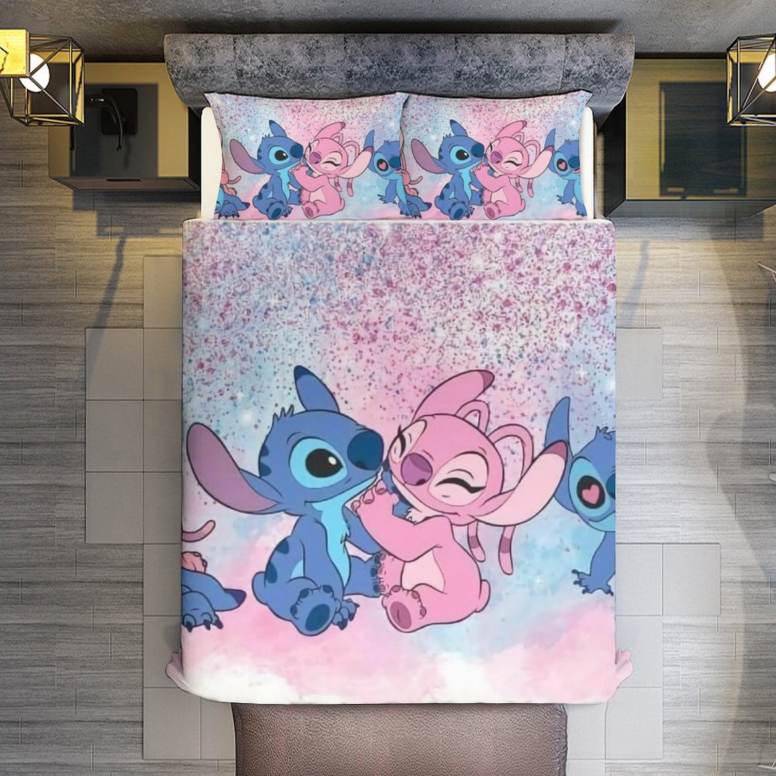 Duvet Cover,Stitch And Angela Bed Sheets for Boys,Bedding for Boys and ...