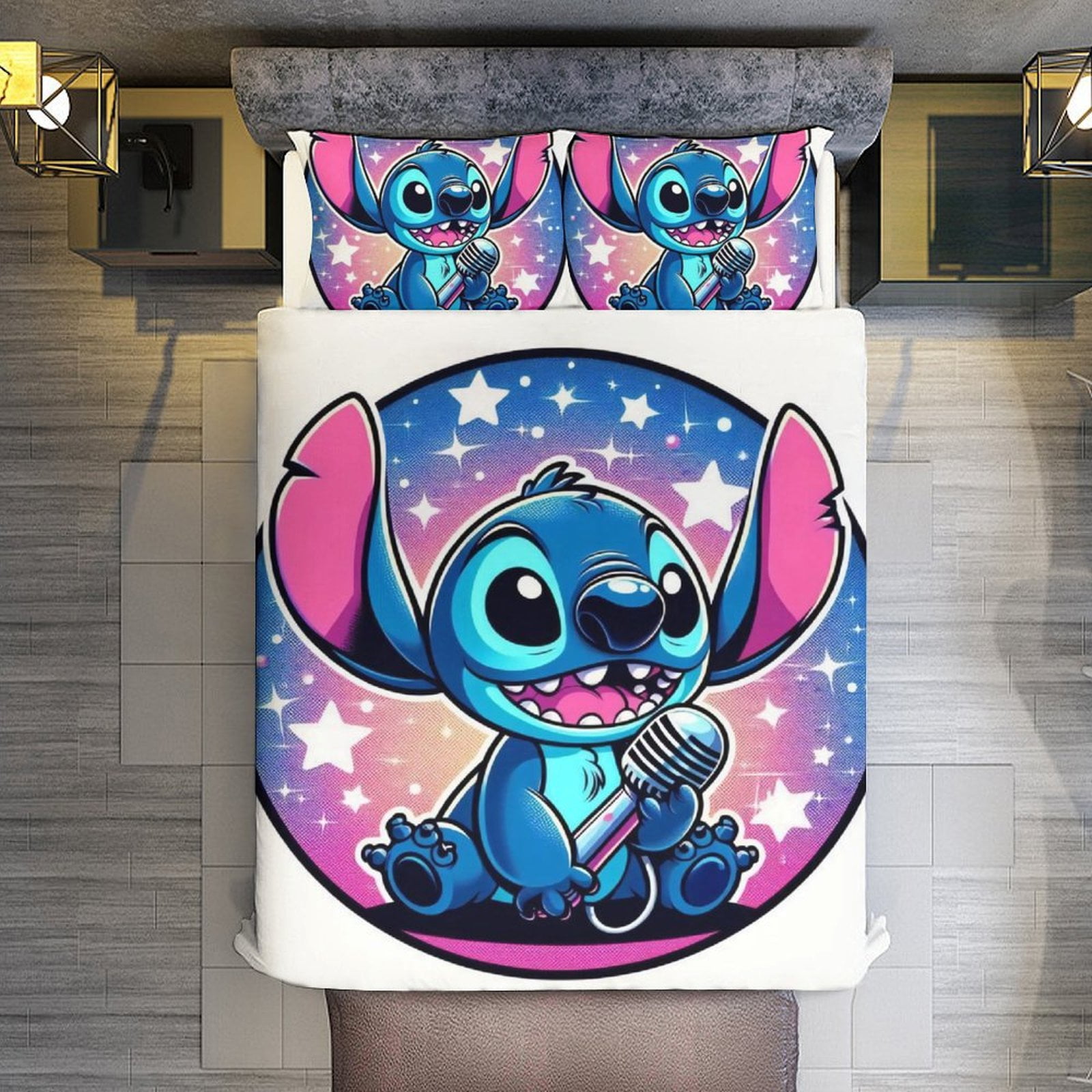 Duvet Cover,Stitch Being A Rock Star Bed Sheets for Boys,Bedding for ...