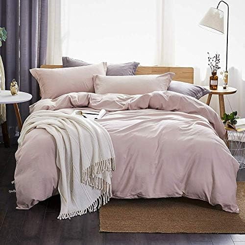 Duvet Cover Twin,Washed Microfiber Pink Twin Size Duvet Cover Set,Solid ...