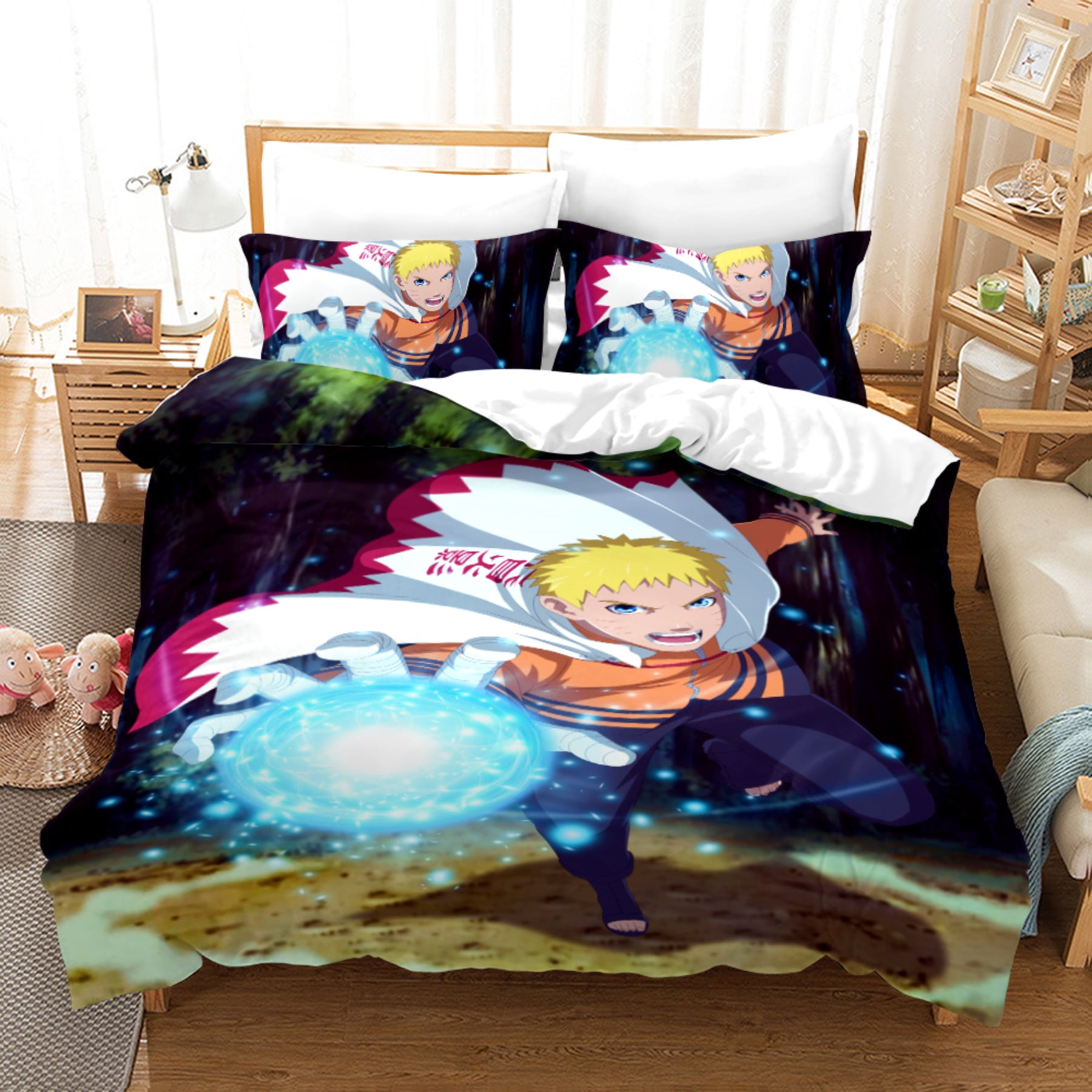 Duvet Cover and Pillowcase Set Anime Bedding for Fans Rasengan Design ...